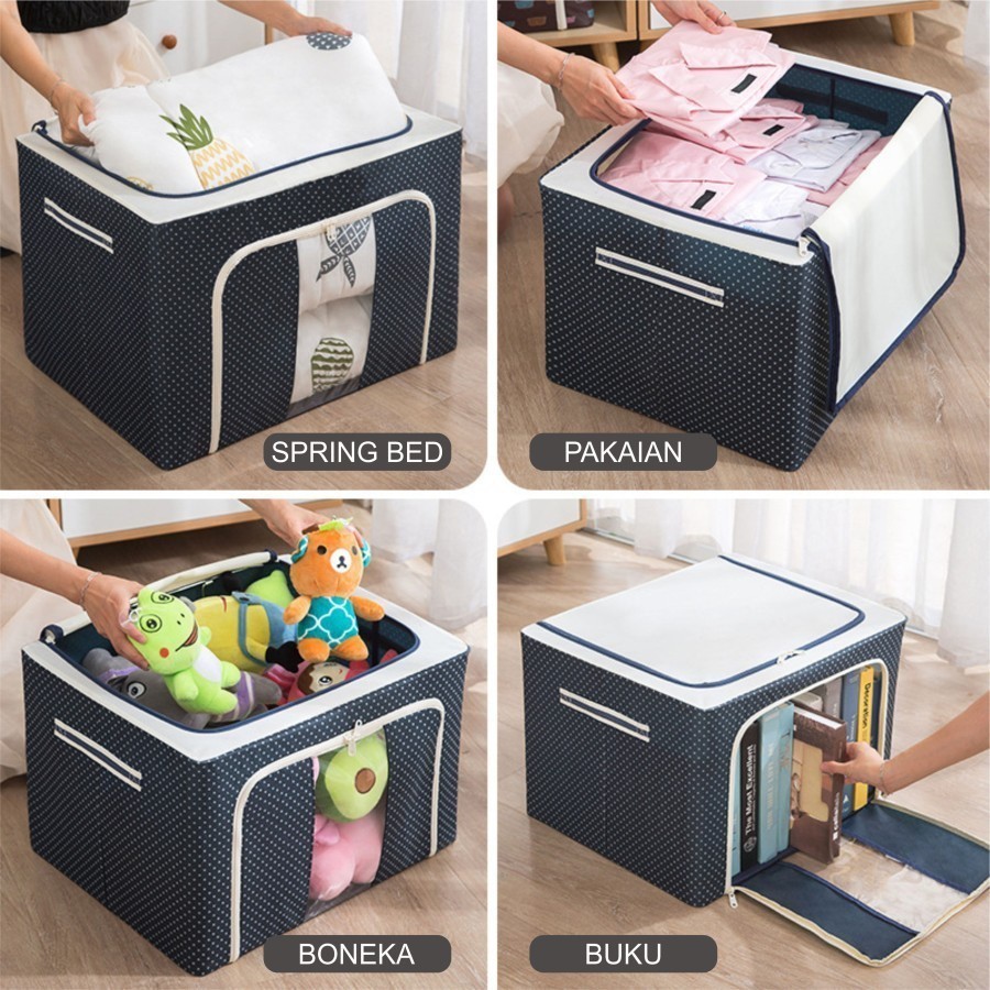 Jual Storage Box Frame Baja Double Zipper / Box Baju Buku | Shopee ...