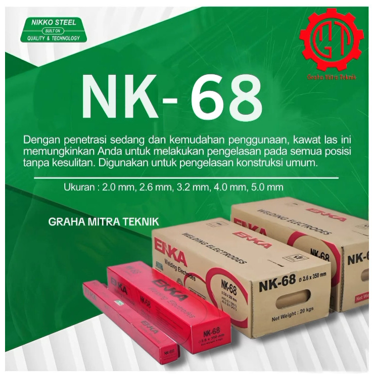 Jual SOL66 Kawat Las ENKA NK68 2.6MM (5KG) / NK 68 2.6 MM STEEL | Shopee Indonesia