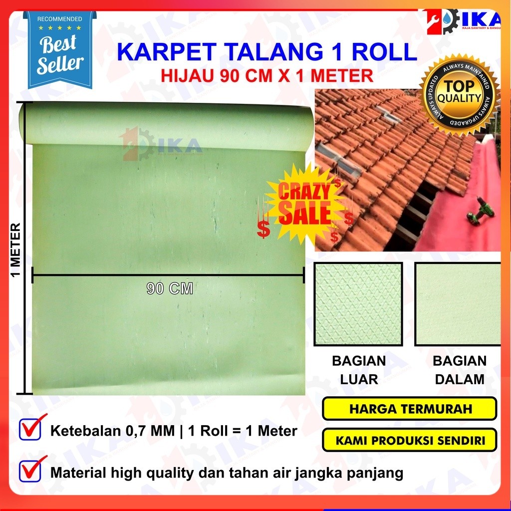 Jual Karpet Talang Air 1 2 3 Meter 90 (Bersih 86cm) Hijau Pabrikan ...