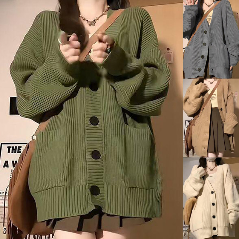 Jual Cardigan rajut trendy ala Korea kampus gaya Sweater lengan panjang ...