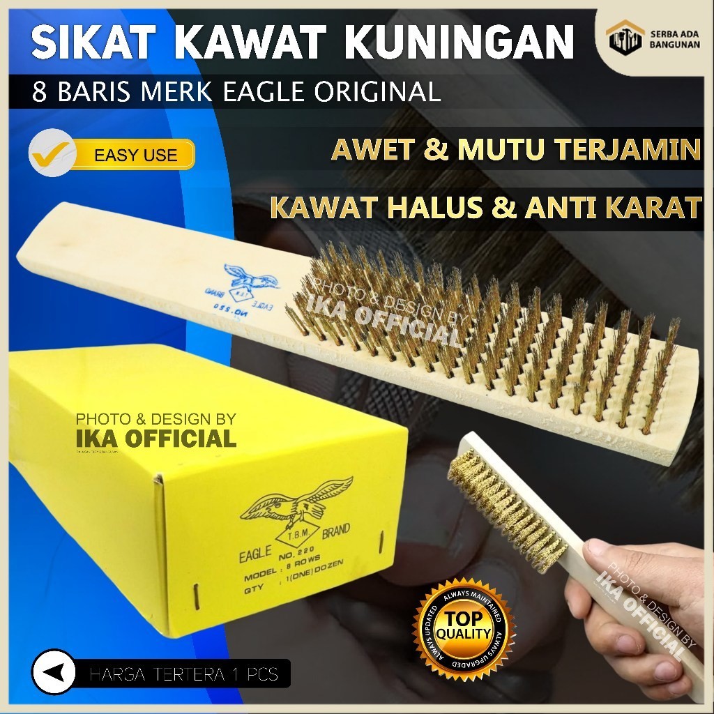 Jual SIKAT KUNINGAN 8 BARIS EAGLE / SIKAT KAWAT / SIKAT BESI BAJA ...