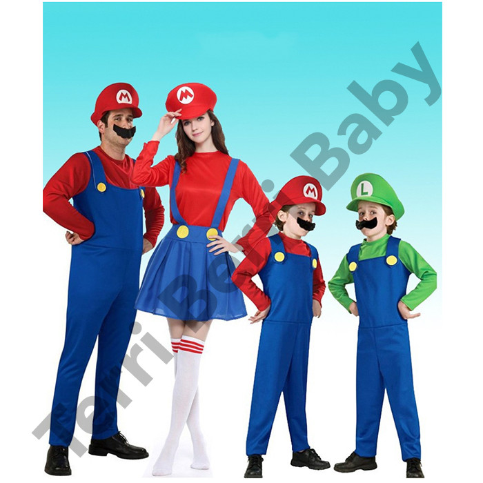 Jual REAL KOSTUM BAJU SUPER MARIO BROS BROSS LUIGI COSPLAY ANAK DEWASA ...