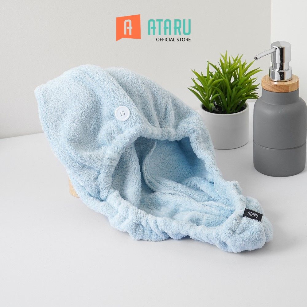 Jual Ataru Handuk Rambut Simpel - Biru Hair Towel Dewasa Lap Pengering ...