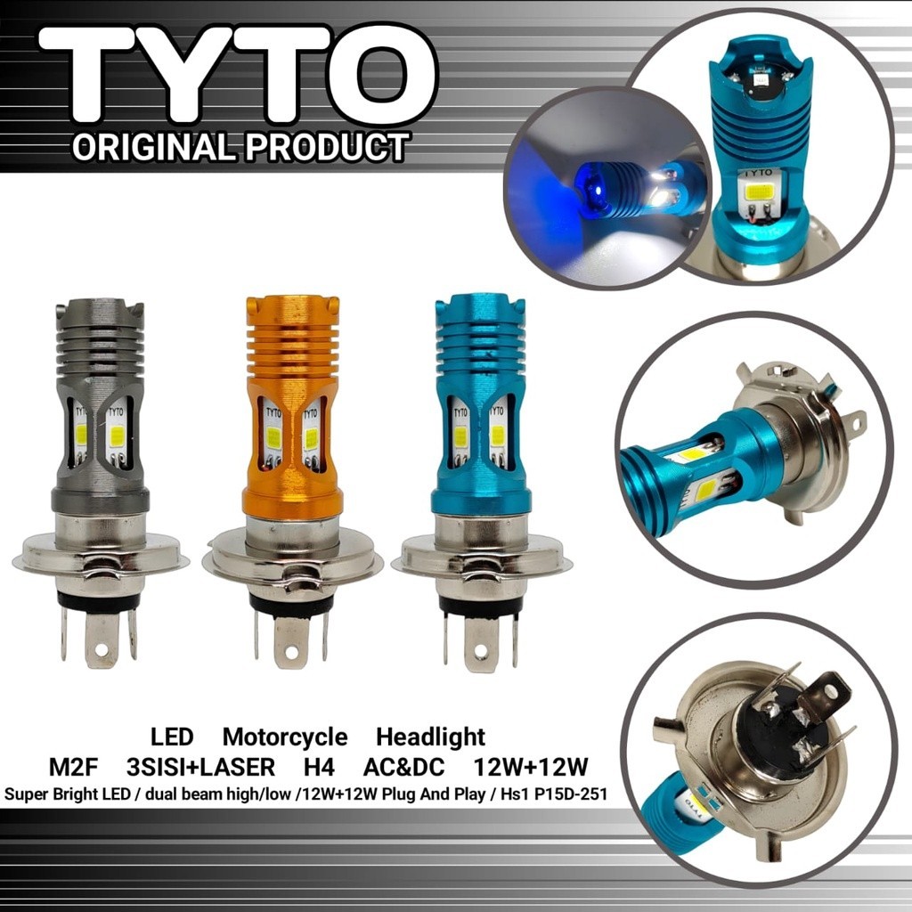 Jual Lampu Utama H4 M2F TYTO LED Lampu Headlamp Motor DualBeam Ac/Dc 12Watt | Shopee Indonesia