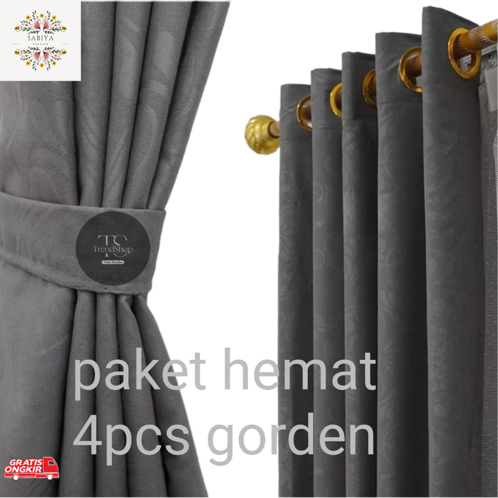 Jual Gorden Murah / 4 PCS PAKET TIRAI PINTU DAN GORDEN JENDELA POLOS ...
