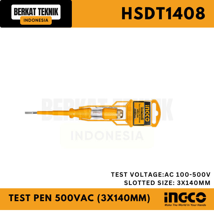 Jual Test Pen 500VAC (3×140mm) - Obeng Tespen Testpen Listrik - INGCO ...