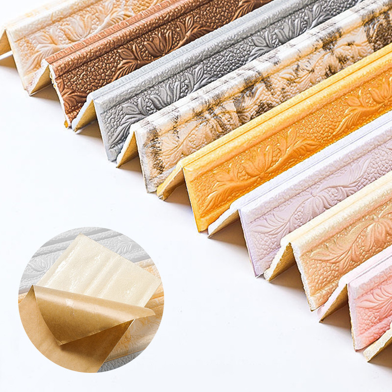 Jual Self Adhesive skirting wall sticker 3D Foam Wall Edge Strip ...
