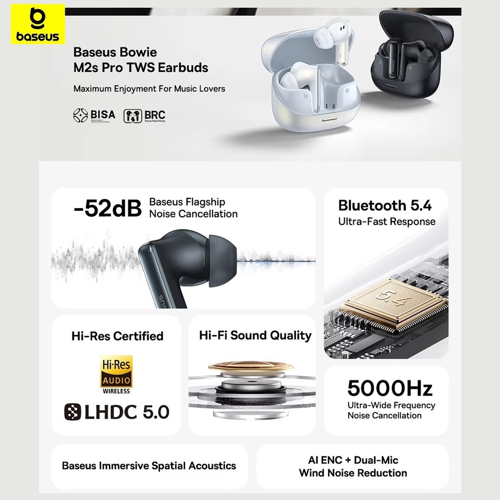 Jual Baseus TWS Bowie M2s Pro True Wireless Earphones | Shopee Indonesia