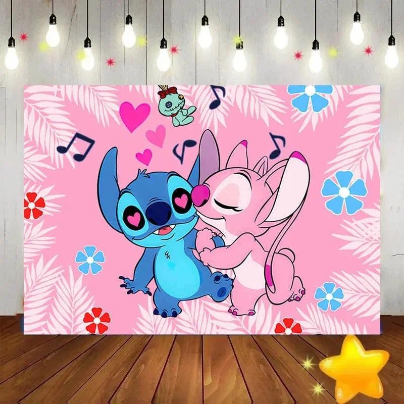 Jual Disney Lilo Stitch Party Backdrops Children's Happy Birthday ...