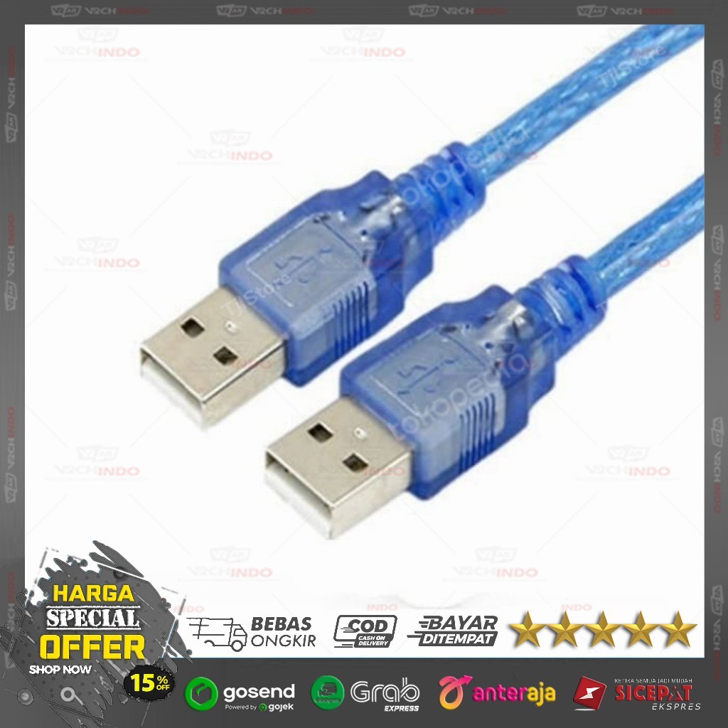 Jual Kabel USB 2.0 A Male to Male 150CM / 1.5M / 1,5 Meter High Quality ...