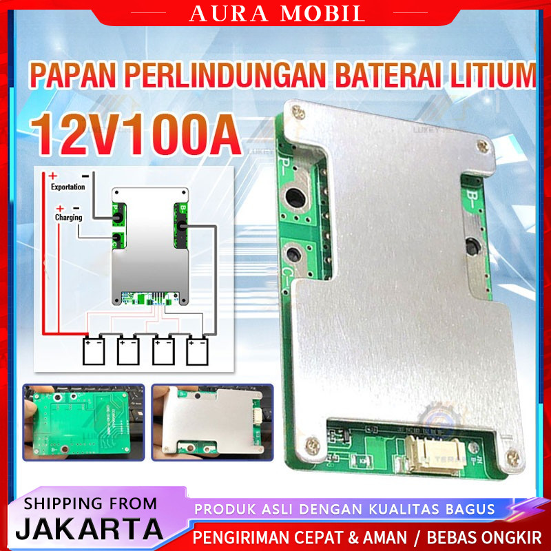 Jual BMS 4S 100A 12V Lifepo4 3.2V Common Port BMS 100A BMS100A-Aura ...