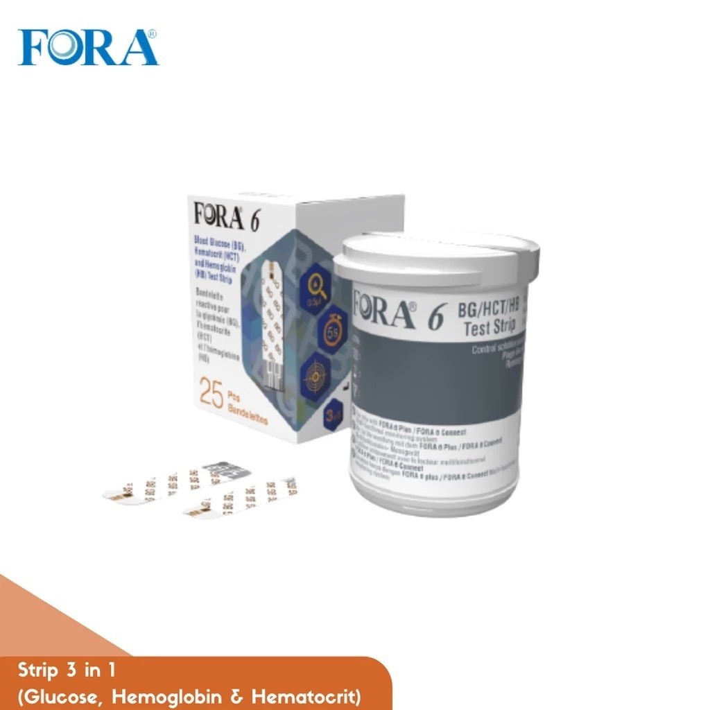 Jual Fora 6 Plus Strip 3 IN 1 Blood Glucose, Hemoglobin dan Hematocrit ...