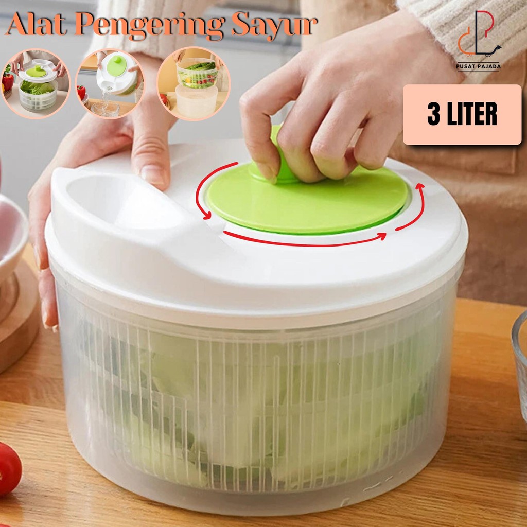 Jual PAJADA Peniris Pengering Sayur 3L Model Putar Salad Spinner Bowl ...