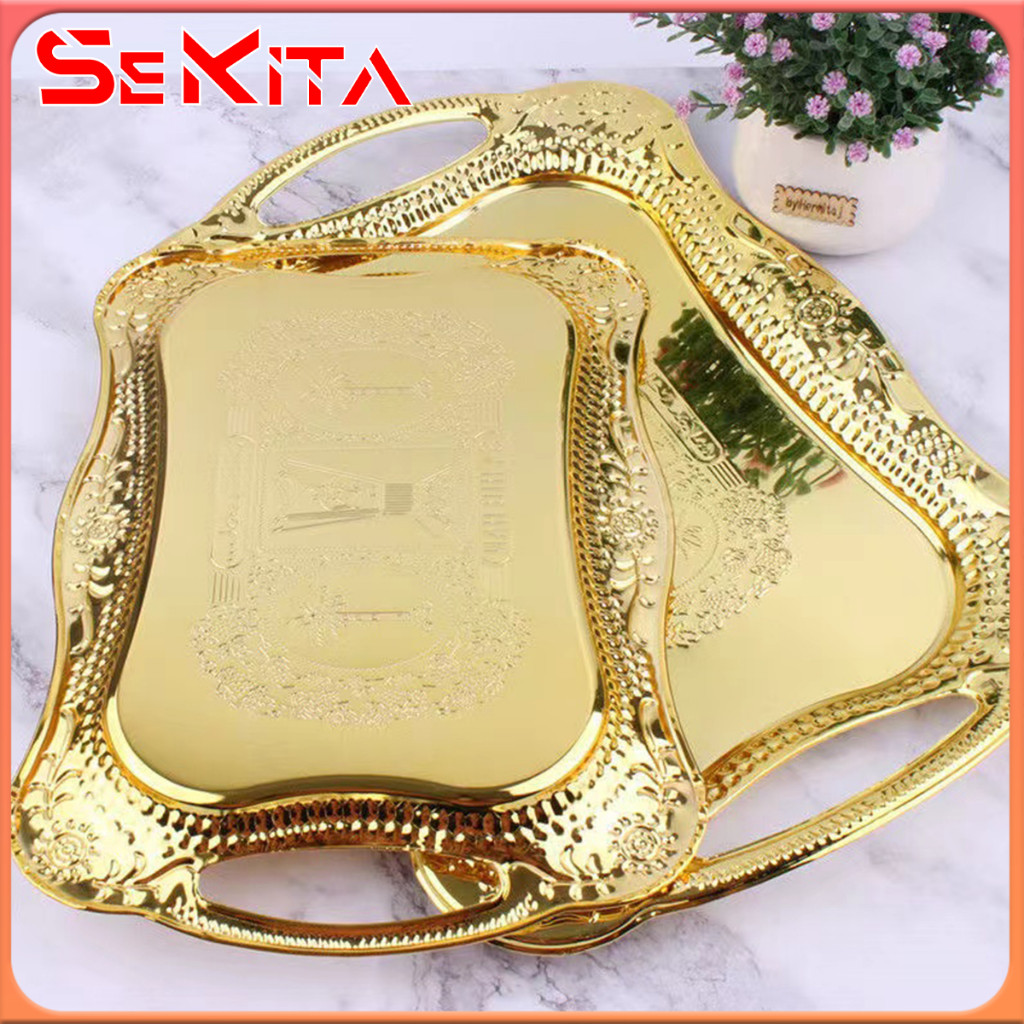 Jual 1Nampan/ Baki Arab Emas / Baki Stainless Steel Emas Kuning/Baki ...