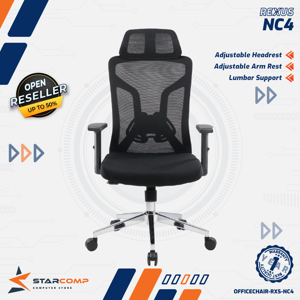 Jual Rexus NC4 / NC-4 Ergonomic Office Chair Kursi Kantor Adjustable ...