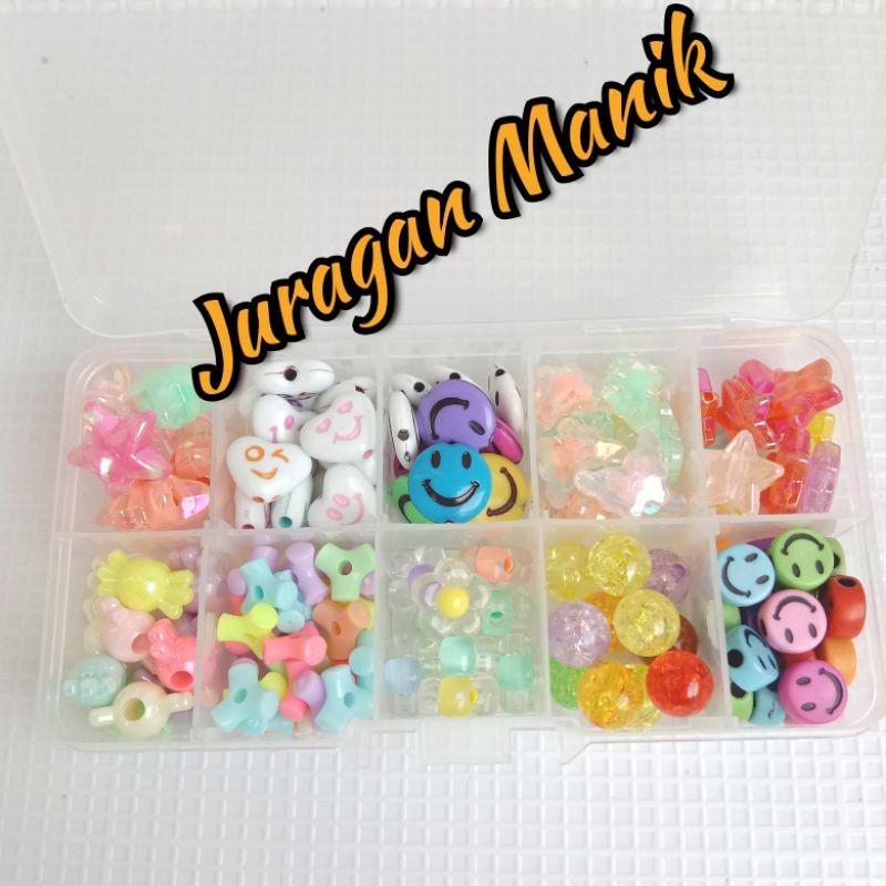 Jual Paket Set DIY Mote Manik 1 Box 10 sekat Mote 10 macam Varian Mote ...