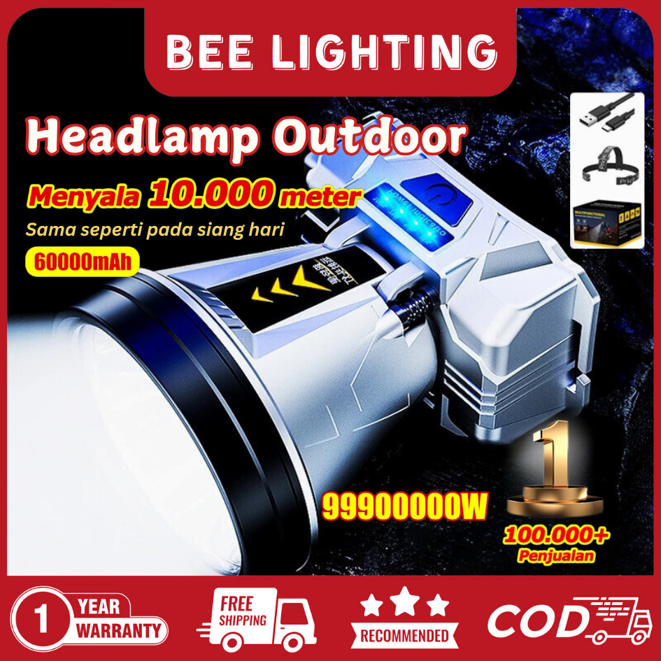 Jual BEE LIGHTING ⭐GARANSI 1 TAHUN⭐ LED Headlamp 500Watt Penerangan terus menerus selama 800 jam ...