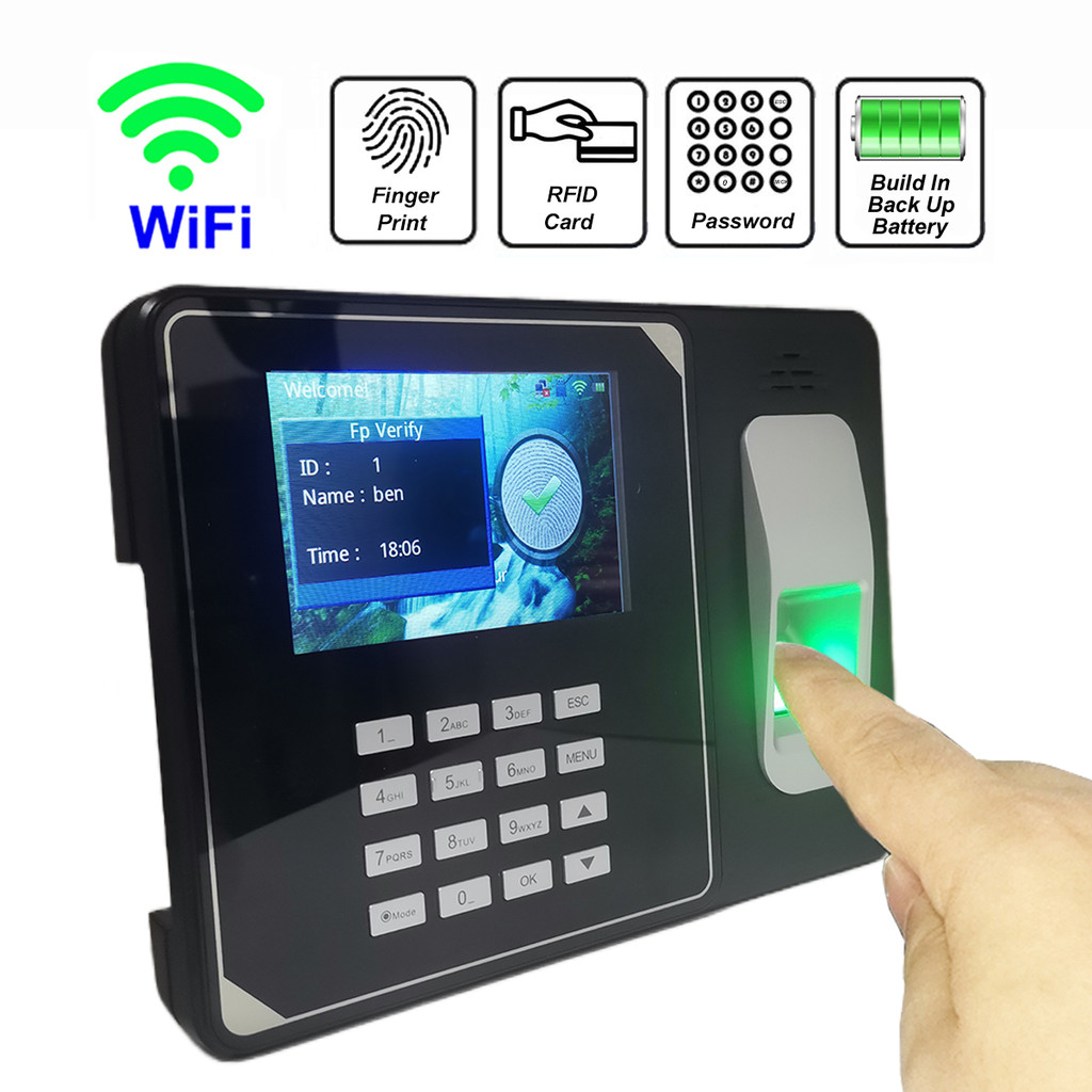 Jual WiFi 4000 mAh Battery Biometric Fingerprint Time Clock Recorder ...