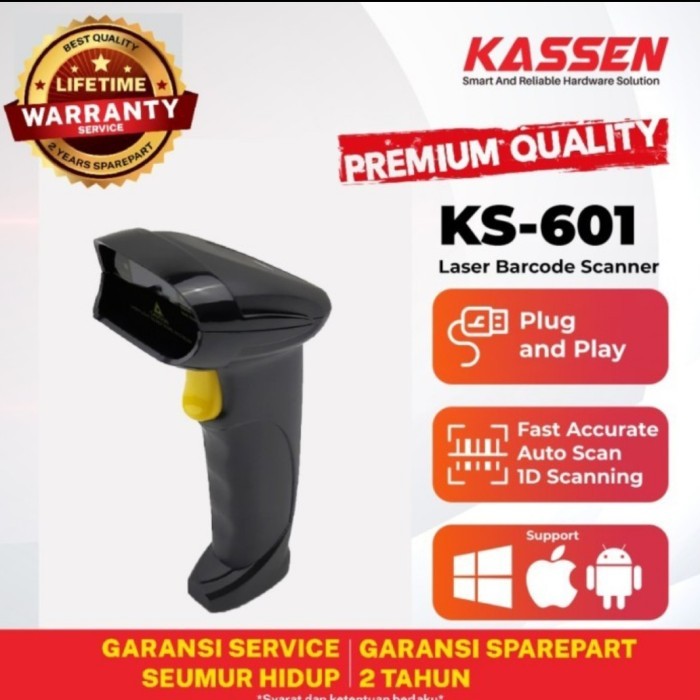 Jual Scanner Barcode Kasir Kassen KS-601/ USB Scan KS601 Barcode 1 ...