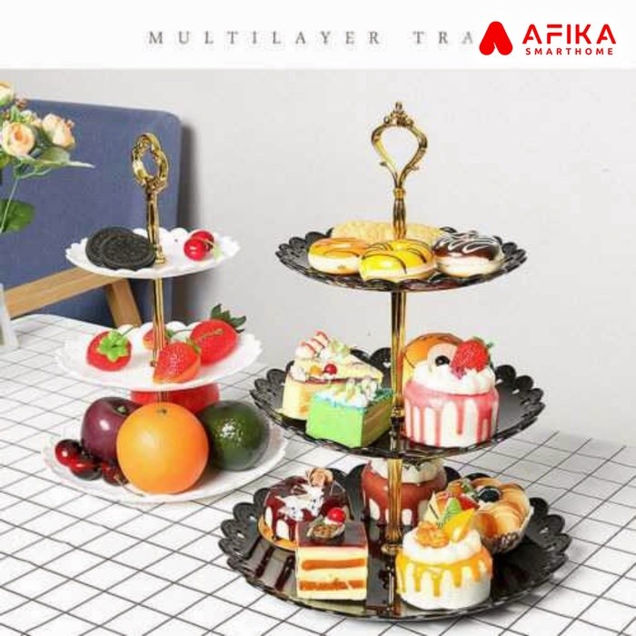 Jual Rak Makanan Kue Buah 3 Tingkat Cake Plate Stand Display | Shopee ...