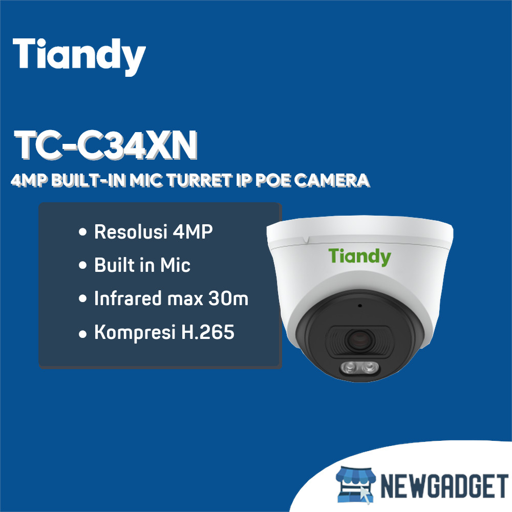 Jual TIANDY TC-C34XN 4MP BUILT-IN MIC TURRET IP POE CAMERA | Shopee ...