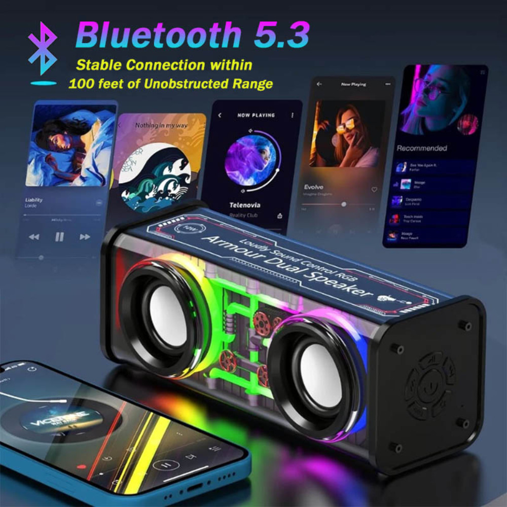 Jual Portable TWS RGB V8 speaker bluetooth subwoofer V8 speaker ...