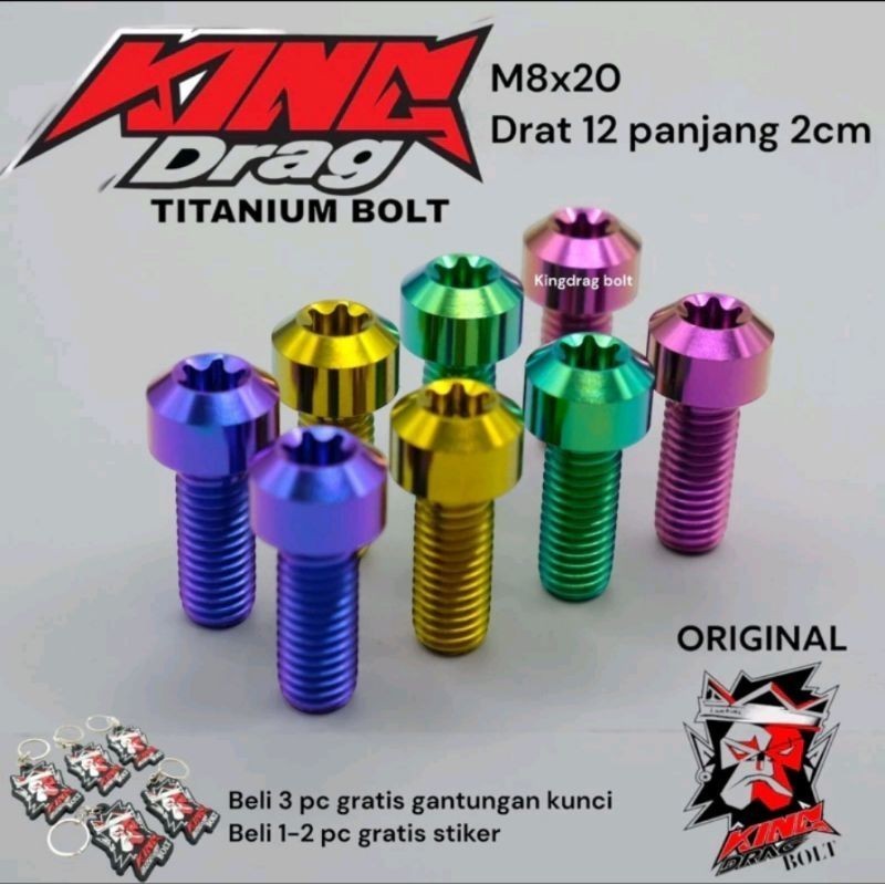 Jual JQ RACING COD Baut TITANIUM M8 x 20 Drat Baut 12 Panjang 2cm Original Thailand | Shopee ...