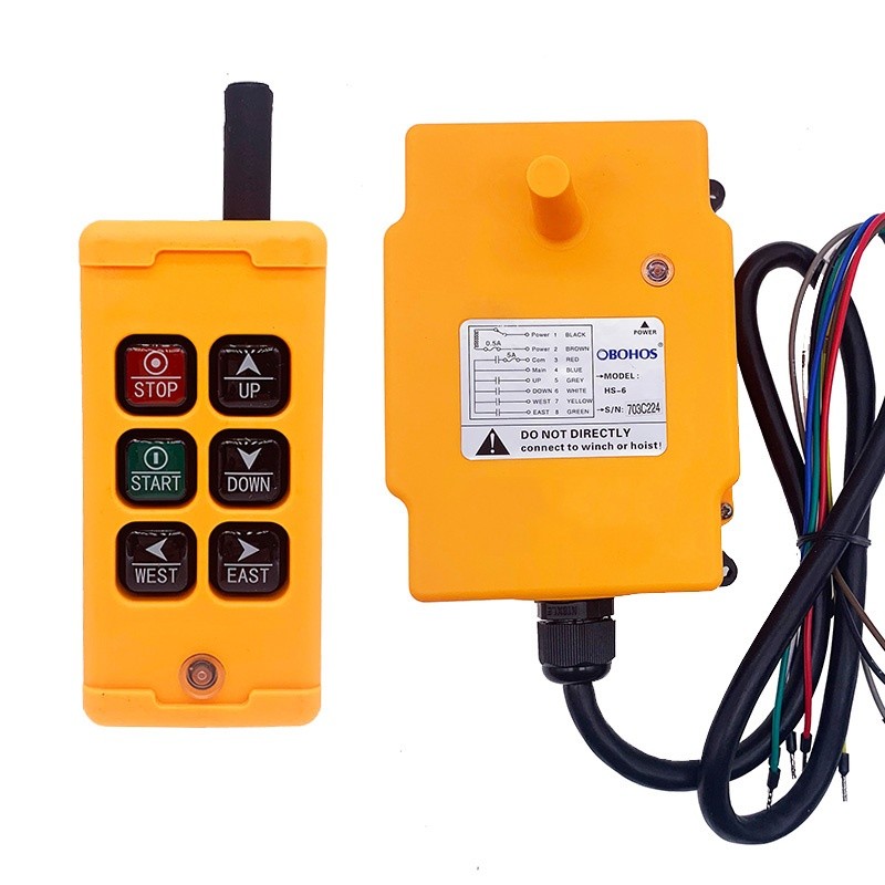 Jual OBOHOS HS-6 4 buttons singIe speed industrial Wireless Radio Crane Remote Control switches ...