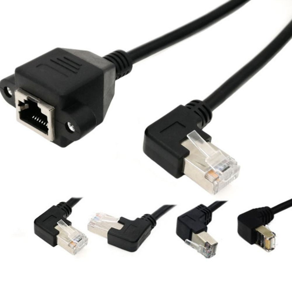 Jual 8Pin 90 Degree Male To Female LAN Network Right Angle RJ45 Cable ...