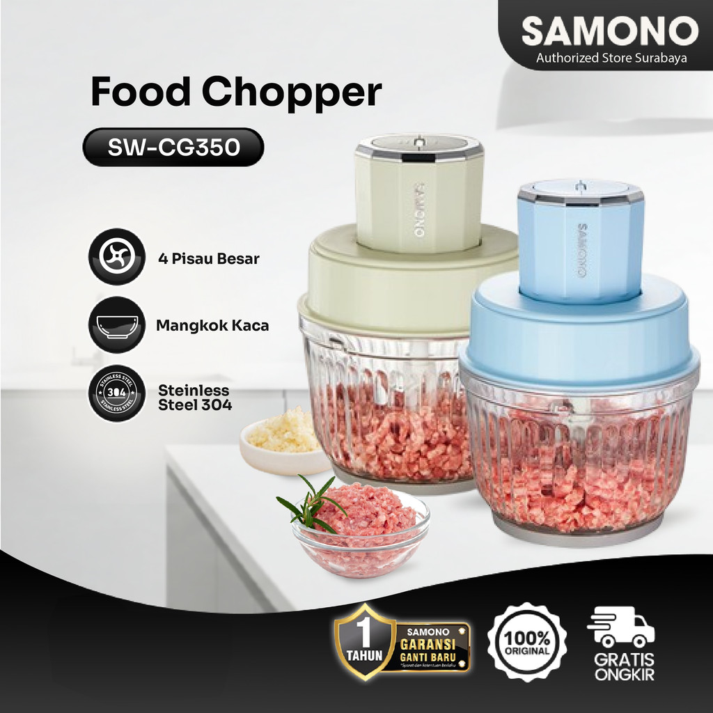 Jual SAMONO Food Chopper Daging dan Bumbu 2,5 Liter Wadah Kaca 350 Watt ...