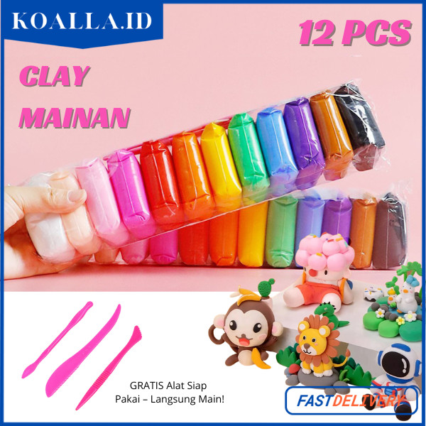 Jual Clay Warna Anak 12 PCS – Aman, Tidak Beracun & Cocok Main Sambil ...