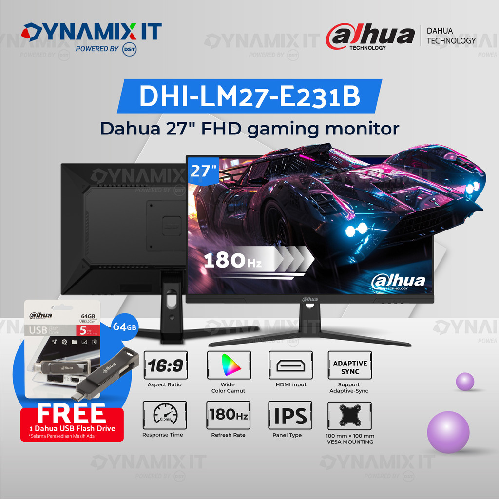 Jual Dahua Monitor DHI-LM27-E231B 27" IPS FHD 180Hz HDMI DP Gaming Monitor | Shopee Indonesia