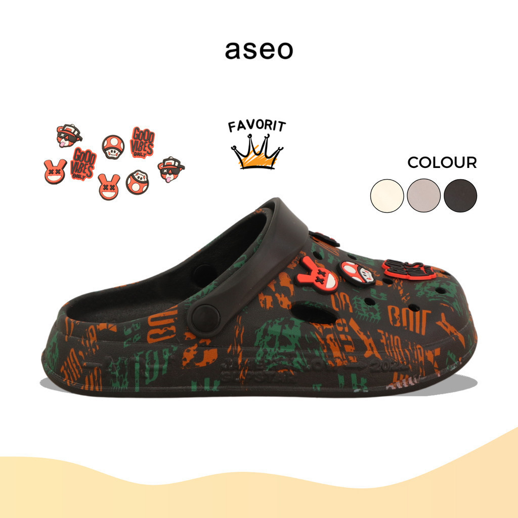 Jual Aseo Sandal Pria Wanita Baim Clog Slip on Kodok Korean Style ...
