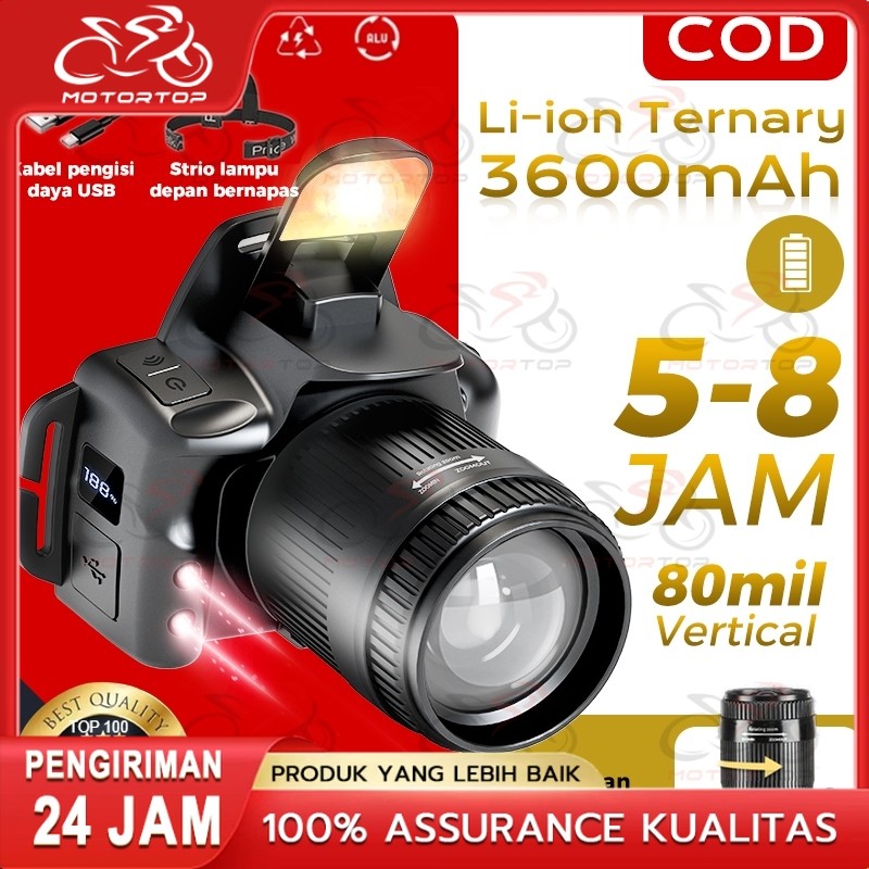 Jual 【COD】Senter Kepala Cahaya Maksimal Plus RechargePro USB-C, 15W 1300lumen 1500lumen ...