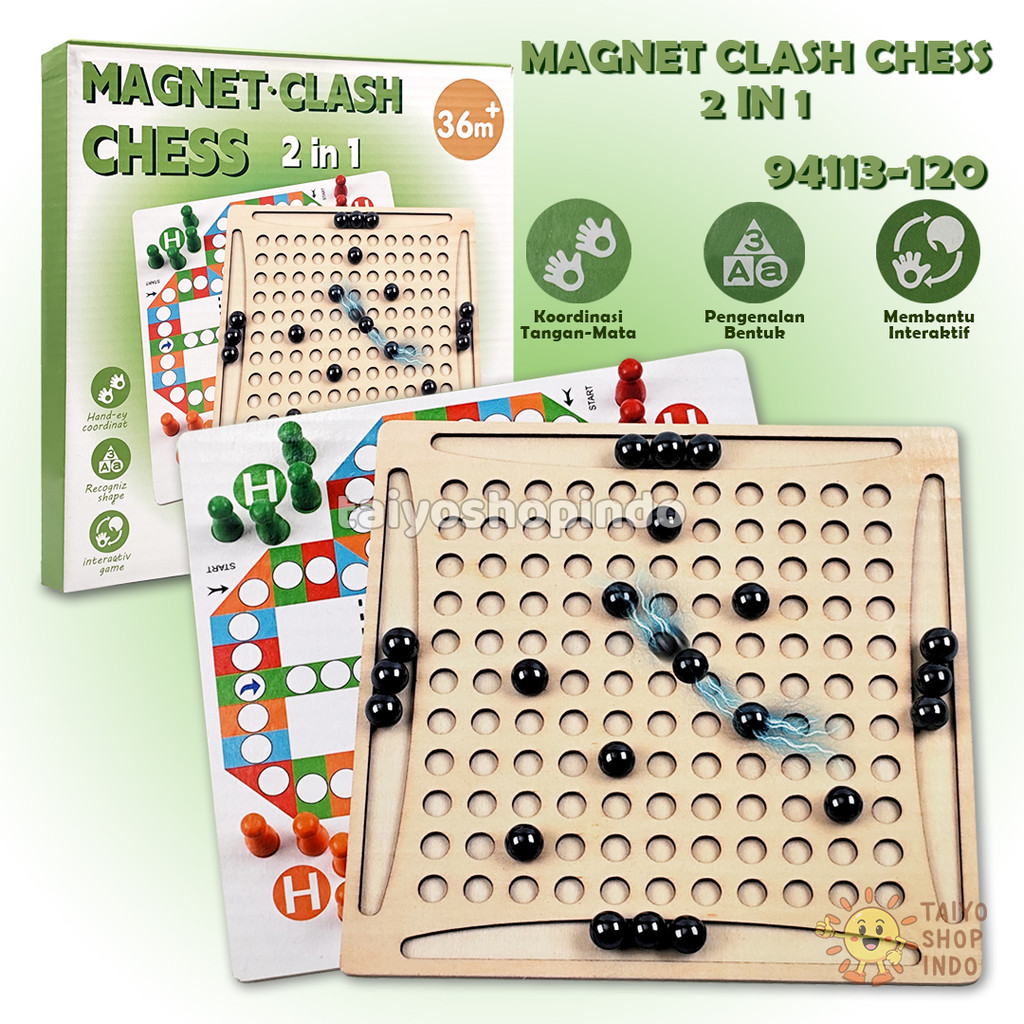 Jual TAIYO Magnet Clash Chess 2 In 1 Mainan Catur Terbang Wooden Board ...