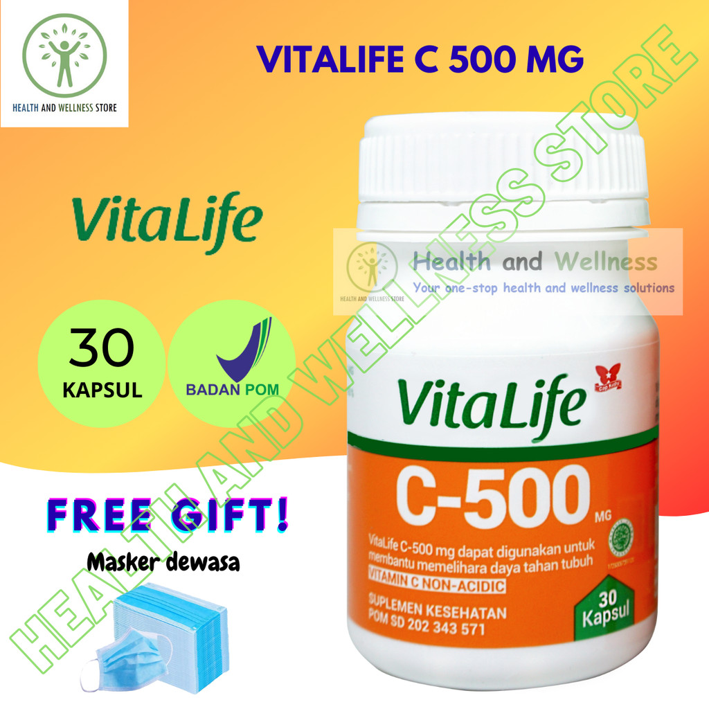 Jual Vitalife Vitamin C 500 Mg 30 Kapsul Vitamin C Non Acidic | Shopee Indonesia