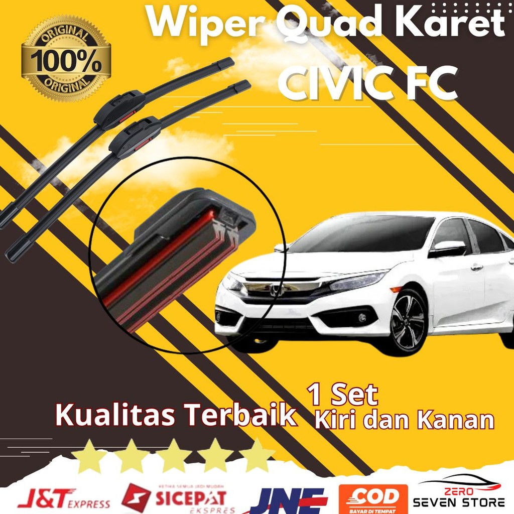 Jual Wiper Quad Karet 4 Karet Civic Fc Sapuan Kaca Mobil Model