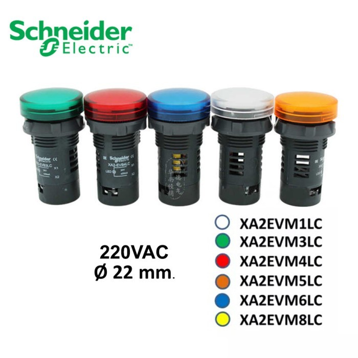 Jual SCHNEIDER Electric Pilot Lamp 22mm Medium XA2 Pilot Light 220V AC ...