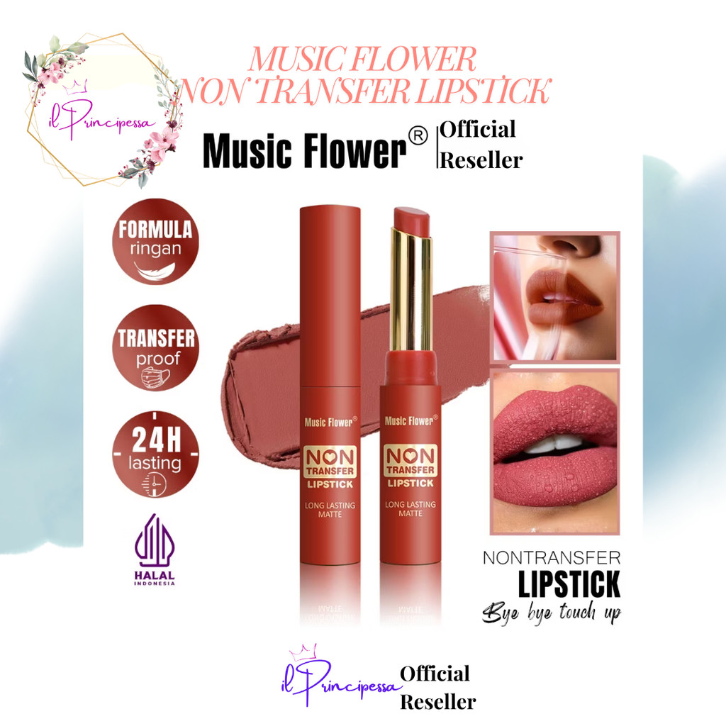 Jual MUSIC FLOWER MATTE LIPSTICK SILKY 24H LONG LASTING WATERPROOF ...