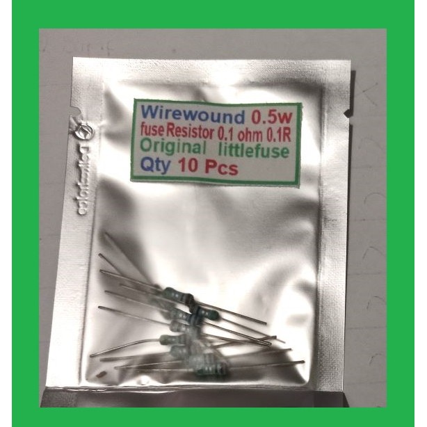 Jual Qty 10 Pcs Wirewound 0.5w fuse Resistor 0.1 ohm 0.1R Ori ...