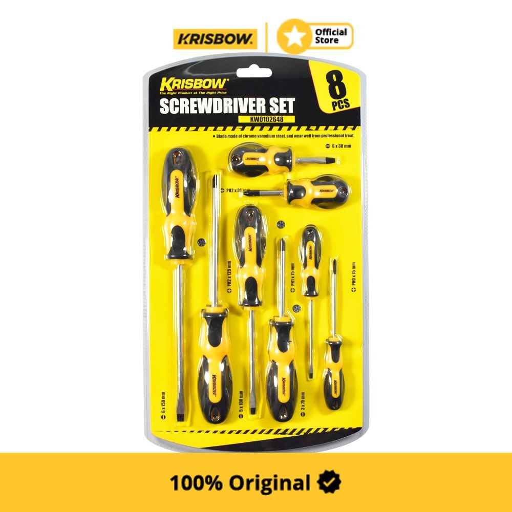 Jual Krisbow Set 8 Pcs Obeng Plus & Minus - Kuning | Shopee Indonesia
