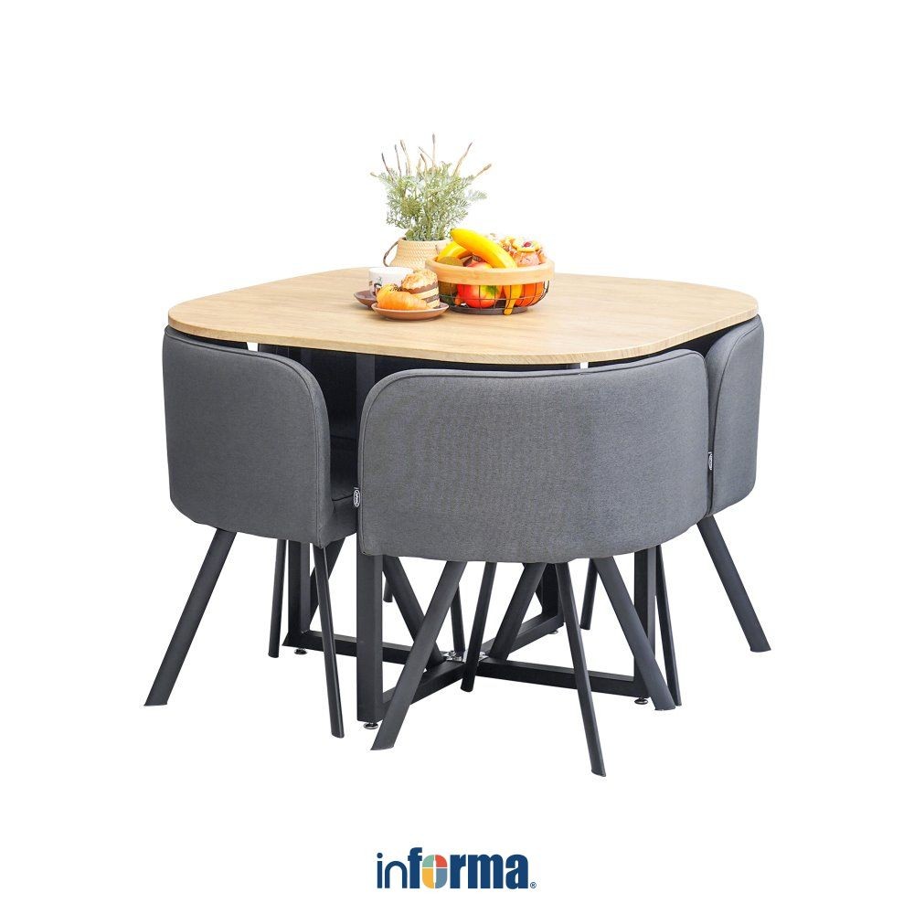 Jual Informa Dutton Set Meja Makan 4 Kursi - Abu-Abu Oak Dining Table ...