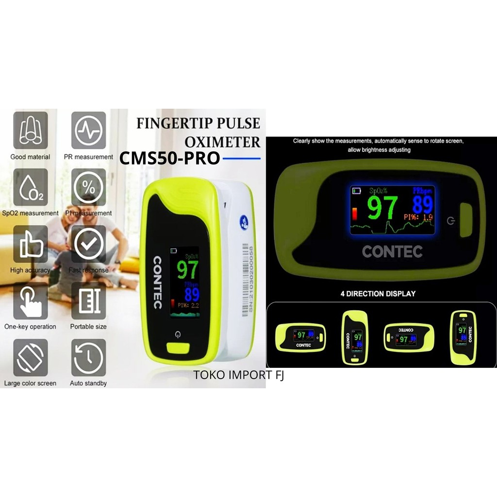 Jual PULSE OXIMETER FINGERTIP CONTEC CMS50-PRO PENGUKUR SATURASI OKSIGEN | Shopee Indonesia