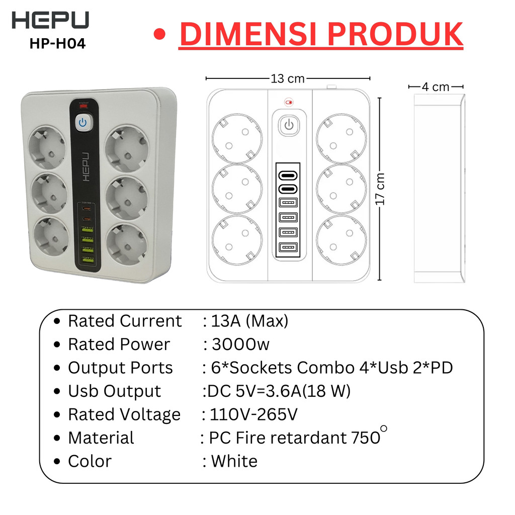 Jual HEPU Power Socket HP-H04 | Shopee Indonesia