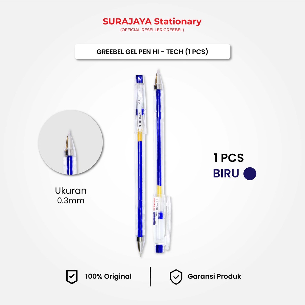 Jual Bolpen Pulpen Gel / GREEBEL Gel Pen GP-506 Hi-Tech 0.3 Tinta Biru (1PCS) / Ballpen Pena ...