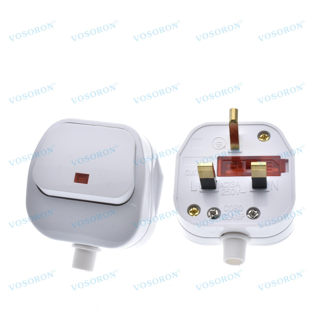 Jual UK 3 Pin Switch 250V 13A AC Power Plug With Switch Male Electrical ...