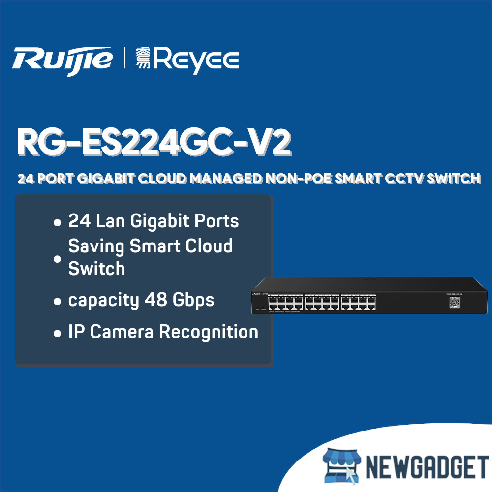 Jual RUIJIE REYEE RG-ES224GC-V2 24 PORT GIGABIT CLOUD MANAGED NON-POE SMART CCTV SWITCH | Shopee ...