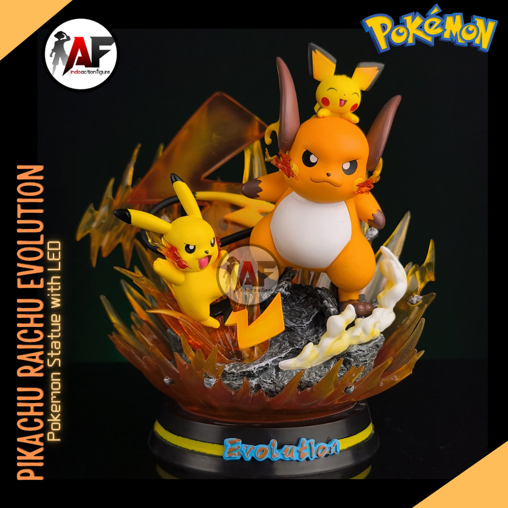 Jual Action Figure Statue pokemon Pikachu Raichu evolution series LED ...