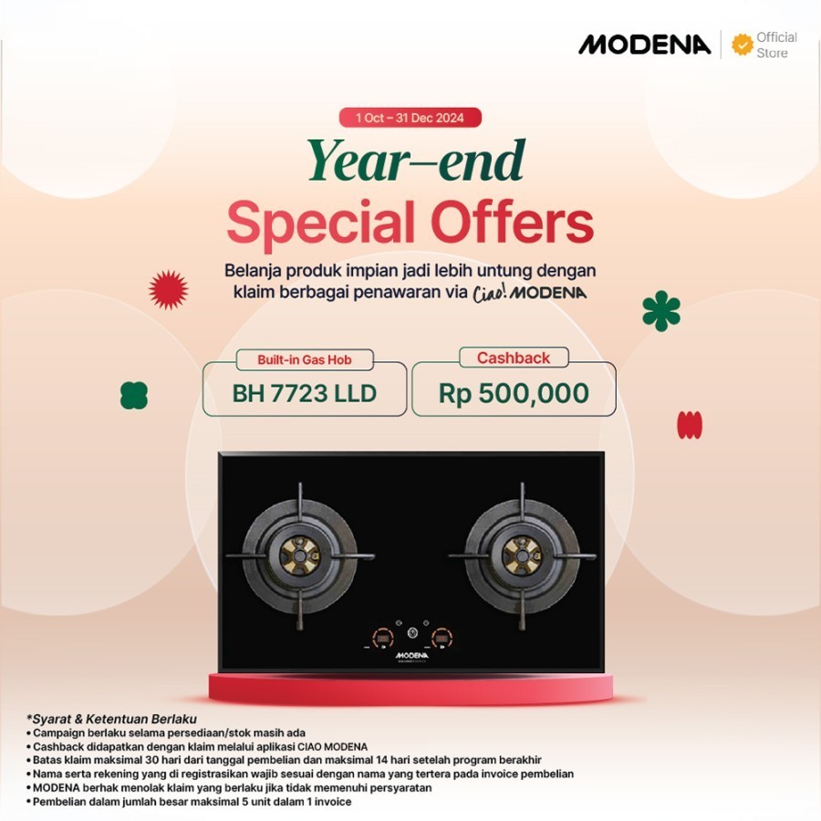Jual Modena BH 7723 LLD - kompor tanam gas full kuningan digital ...