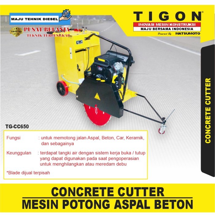 Jual Concrete Cutter Potong Aspal Tigon TG-CC650 + Mesin Bensin 22 HP ...